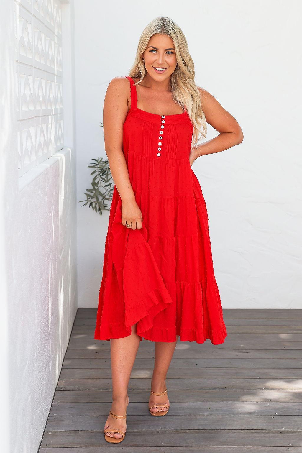 The Marisol Dress - Radiant Red — Sparrow & Finch Boutique